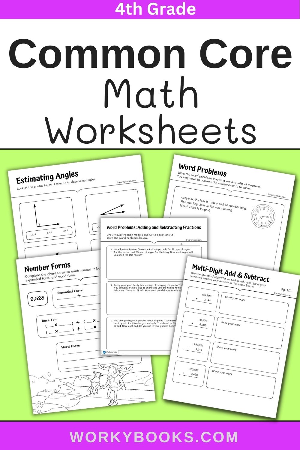 4th Grade Common Core Math Worksheets Workybooks